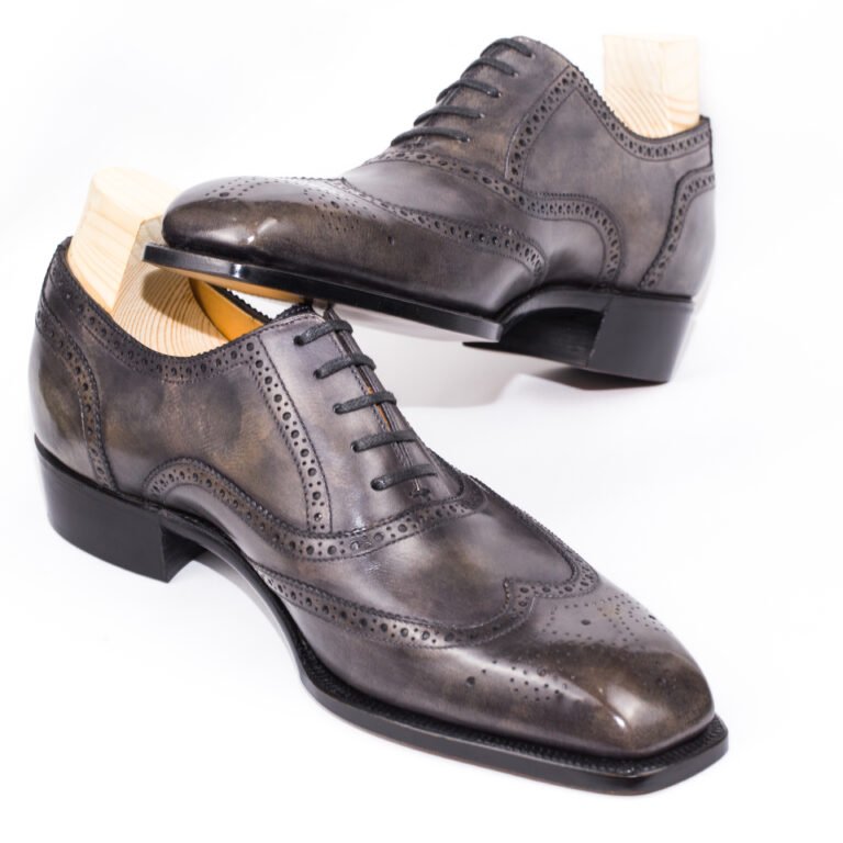 Handwelted Museum Grey Wingtip Oxford - ichigoichieshoes.com